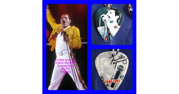 Freddie Mercury Double Sided Tribute Plectrum Keyring