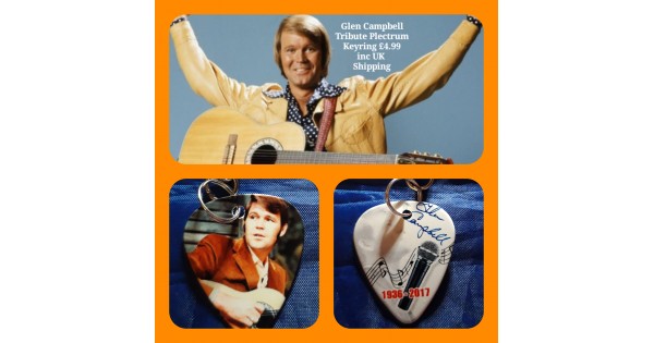 Glenn Campbell Double Sided Tribute Plectrum Keyring