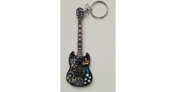 AC/DC 10cm Wooden Tribute Guitar Key Chain new 2024