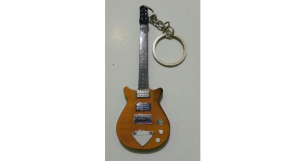 Malcolm Young AC/DC 10cm Wooden Tribute Guitar Key Chain