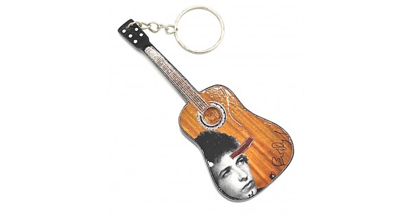 Bob Dylan 10cm Wooden Tribute Guitar Key Chain