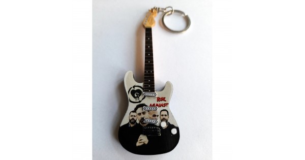 Rise Against 10cm Wooden Tribute Guitar Key Chain